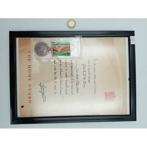 World War II Defence Medal & Framed Home Guard Certificate Of Service ...