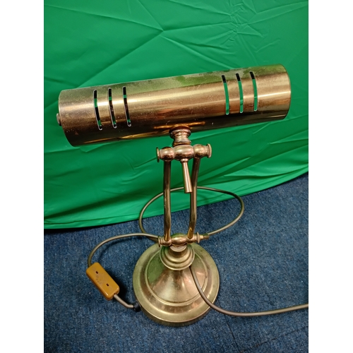 A Gold Tone Metal Bankers Lamp