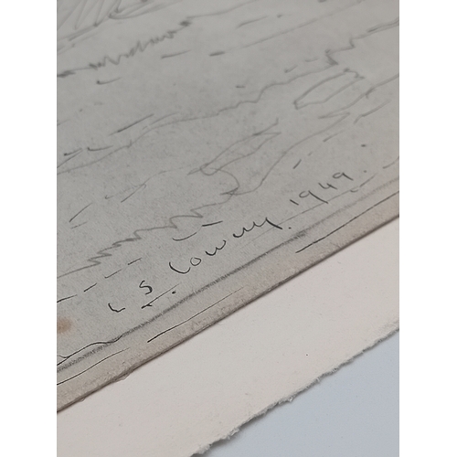 An original pen drawing in the style of Lowry and bearing the signature ...