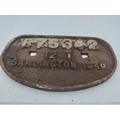 A Vintage Cast Iron Railway Engine Plaque "E75342 12 T Darlington 1949 ...