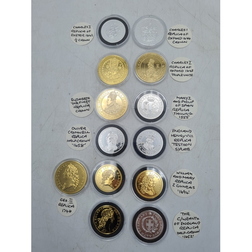 A collection of 13 replica crown, half crown and similar collectable ...