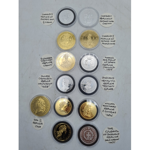 A collection of 13 replica crown, half crown and similar collectable ...
