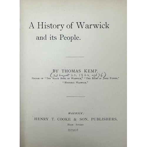 KEMP, THOMAS. A History of Warwick and its People by Thomas Kemp. Henry ...