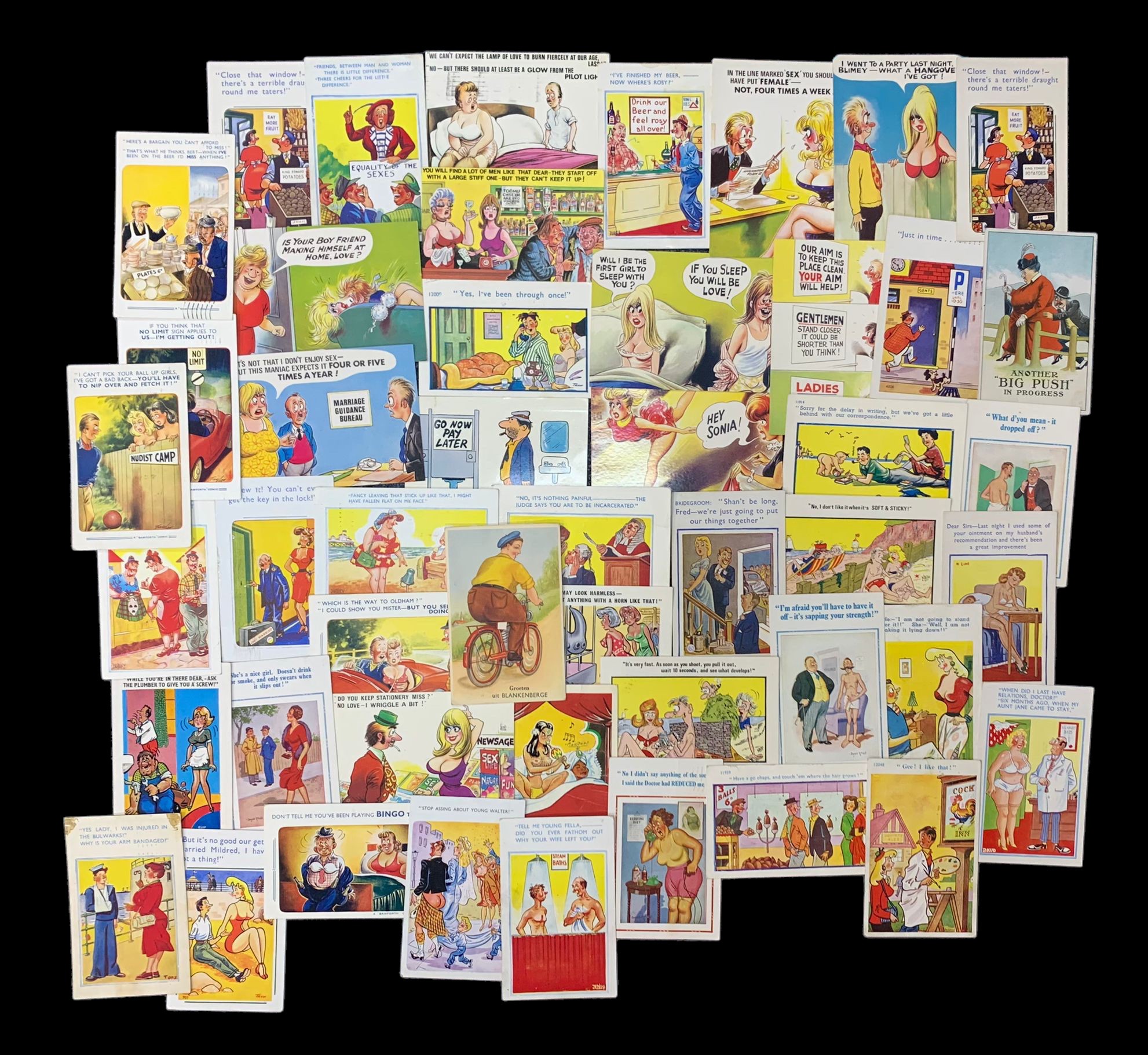 Naughty, collection of naughty postcards featuring various artists ...