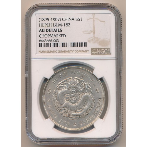 China, Hupeh, Dollar, (1895 - 1907) - (L & M 182), slabbed NGC AU Details Chopmarked..
