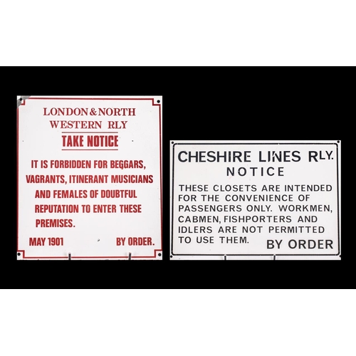 Railway Interest - Two Metal Railway Signs. Comprises, 1. Cheshire ...