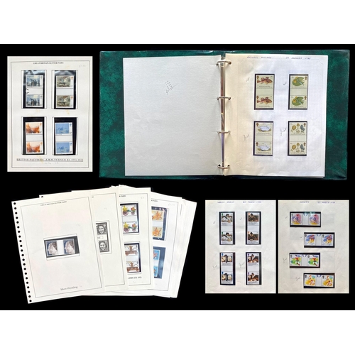 Stamp Interest - Album and collection of pages of GB mint 'gutter pair ...