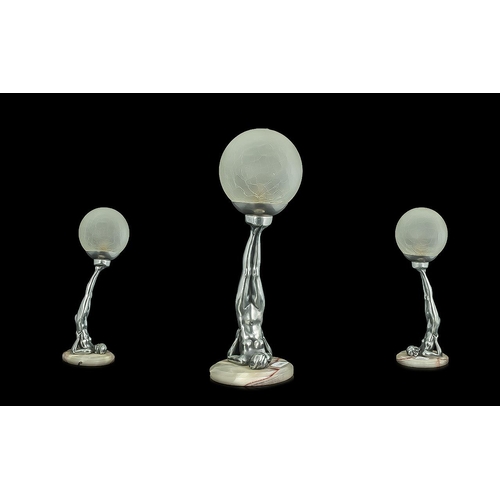 Art Deco Style Lamp, in the form of a lady lying down and supporting ...