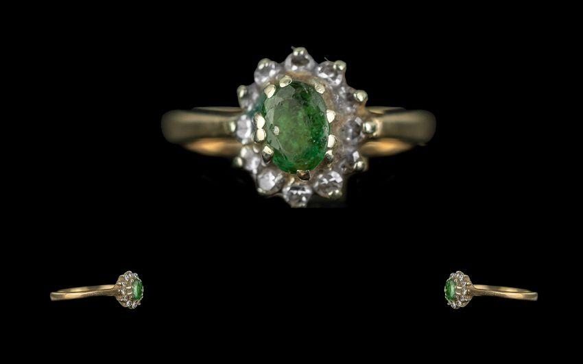 Ladies 9ct Gold & Green Stone Set Dress Ring. Hallmarked for 9ct Gold ...