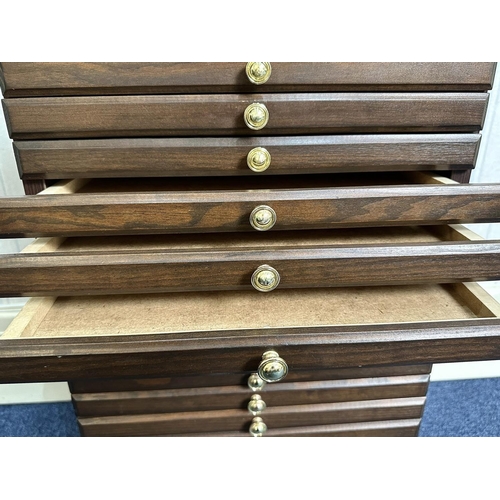 Collectors Wooden Cabinet/Coin Cabinet 27 inches high 16 drawers in total.