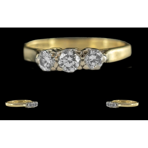 Ladies 18ct Gold 3 Stone Diamond Set Ring, Full Hallmark to Interior of ...