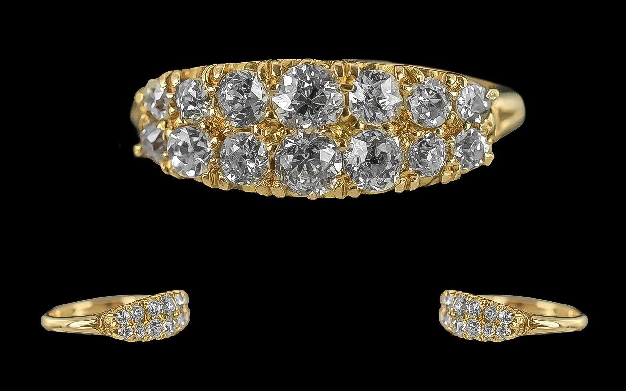 Victorian Period 1837 - 1901 18ct Gold Diamond Set Ring, Ornate Raised ...
