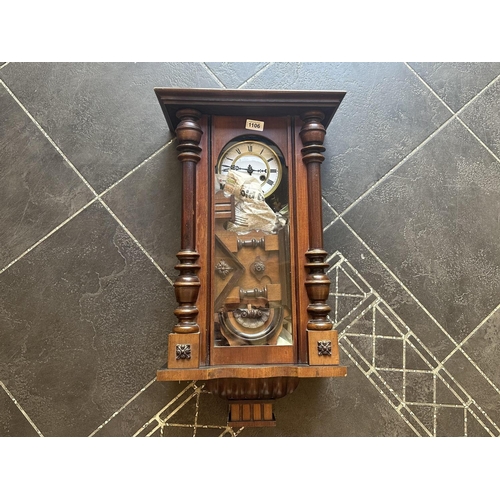 Dark Wood Polished Wall Clock, two train spring driven with gridion ...