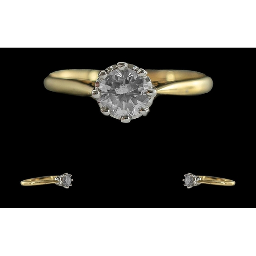 Ladies 18ct Gold Single Stone Diamond Set Dress Ring, full hallmark to interior of shank, the round