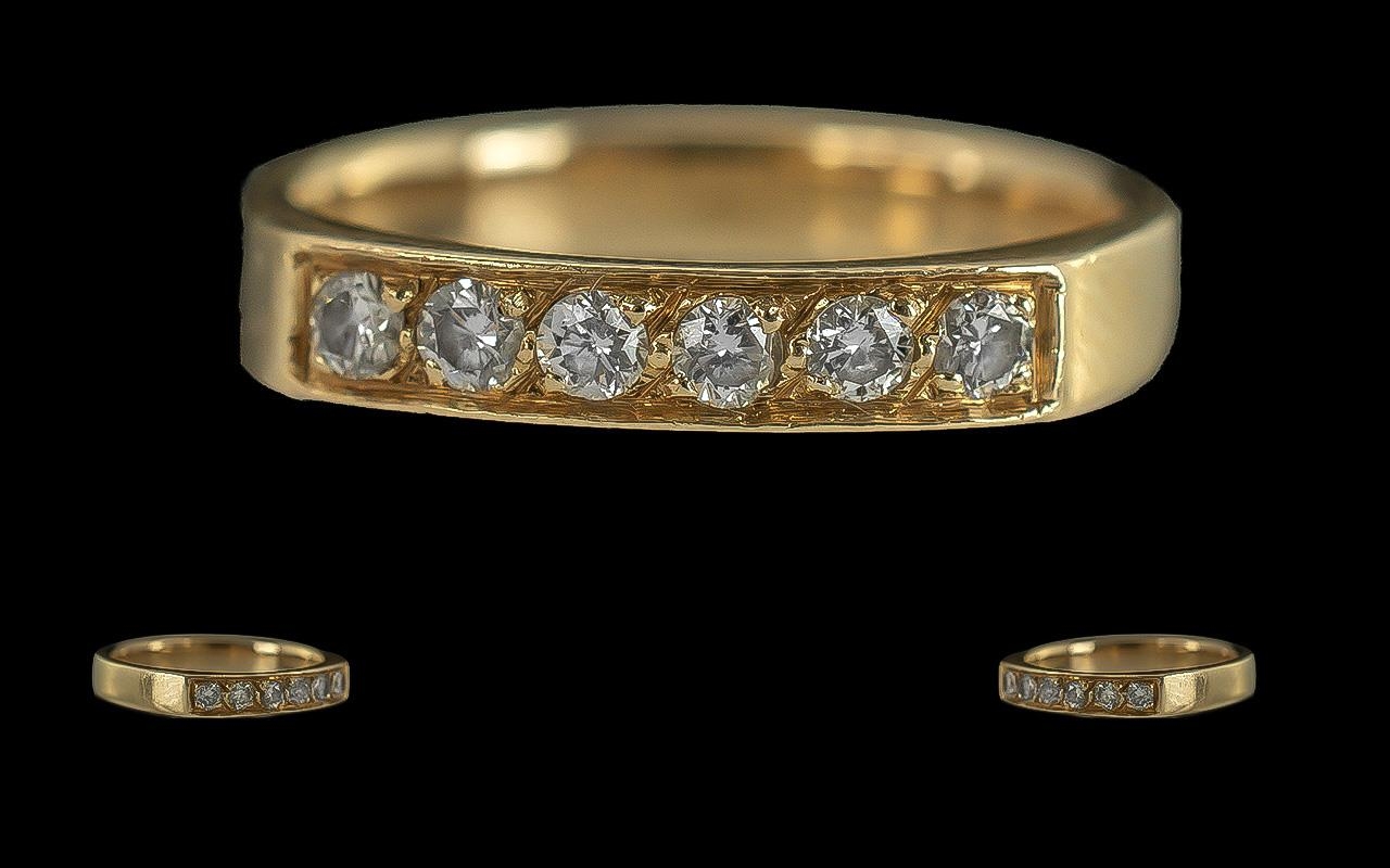 18ct Gold Pleasing Quality Six Stone Diamond Set Ring. Not Marked but ...