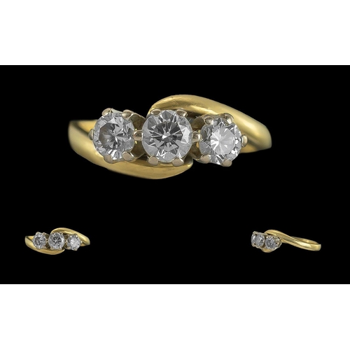 18ct Gold Pleasing Quality 3 Stone Diamond Set Ring, Full Hallmark to ...