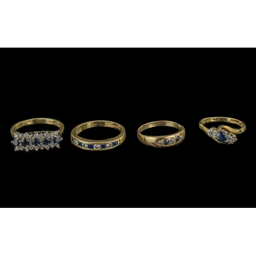 Four 18ct Gold Sapphire & Diamond Rings. Gross weight 13 grams.