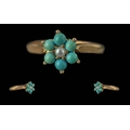 Ladies - Attractive 9ct Gold Turquoise and Pearl Set Cluster Ring ...