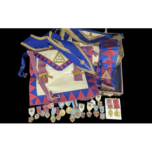 Masonic Leather Case containing a quantity of Masonic jewels, to ...