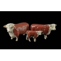 Beswick Farm Animal Figures ' Hereford Bull, Cow & Calf ' Champion of ...