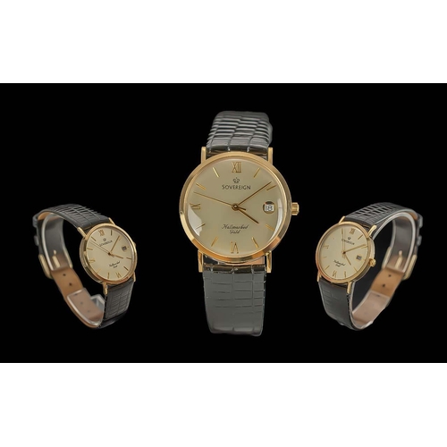 Sovereign - Gents 9ct Gold Cased Quartz Wrist Watch. c.1980's. With ...