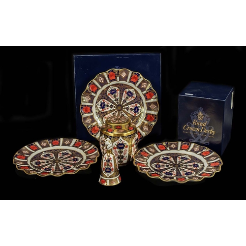 Royal Crown Derby - Three Boxed 'Old Imari' pattern No. 1128 Fluted ...