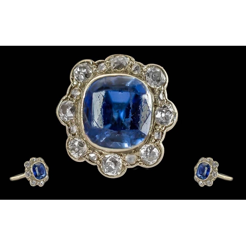 Antique Period Ladies 18ct White Gold Sapphire and Diamond Set Ring ...