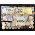 Tin of Coins & Banknotes, including copper and pre-decimal coins, Five ...