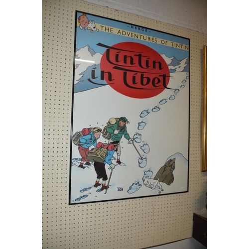 framed tintin poster