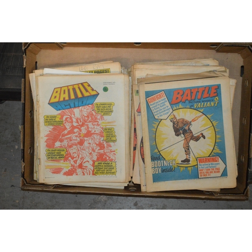 box of vintage battle comics