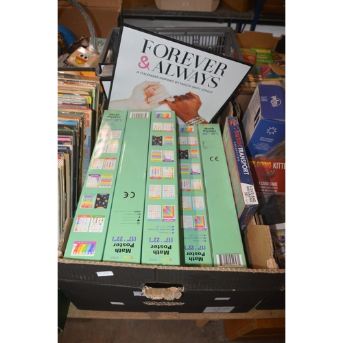 box of calendars & math posters