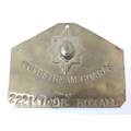 Brass Coldstream Guards Plaque: 22214790B Boxhall: Measuring 11.5cm x 8.6cm