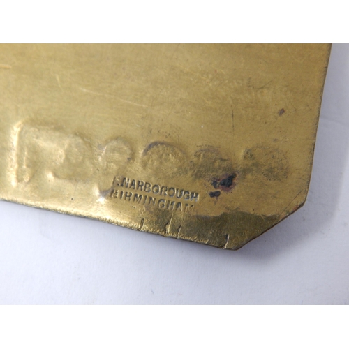 Brass Coldstream Guards Plaque: 22214790B Boxhall: Measuring 11.5cm x 8.6cm