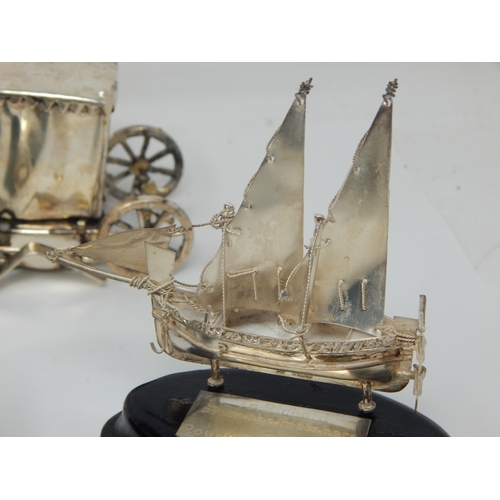 A Quantity of Silver/White Metal Models Including a Cart with Baskets ...
