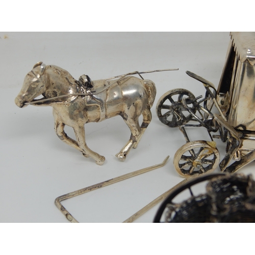 A Quantity of Silver/White Metal Models Including a Cart with Baskets ...