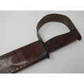 Very Large Asian/South African Cutlass, 35" Blade in Leather Scabbard.