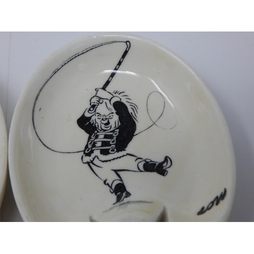 4 x WWII era Ceramic Dishes with Comical Scenes, Signed "Low" by ...