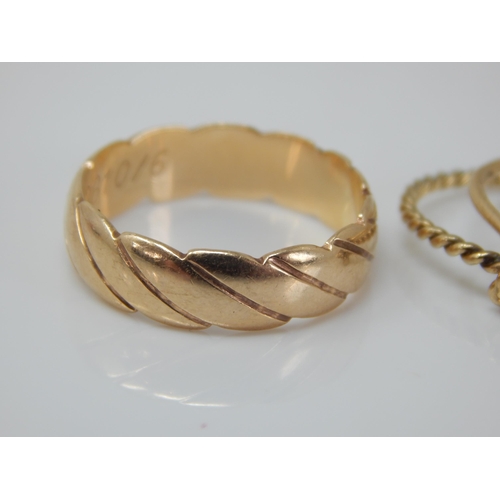 9ct Gold Ring Size P together with a further 9ct Gold Two Part Ring ...