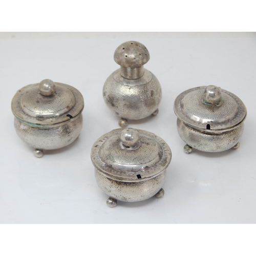 Chinese Hallmarked Silver Four Piece Cruet Set