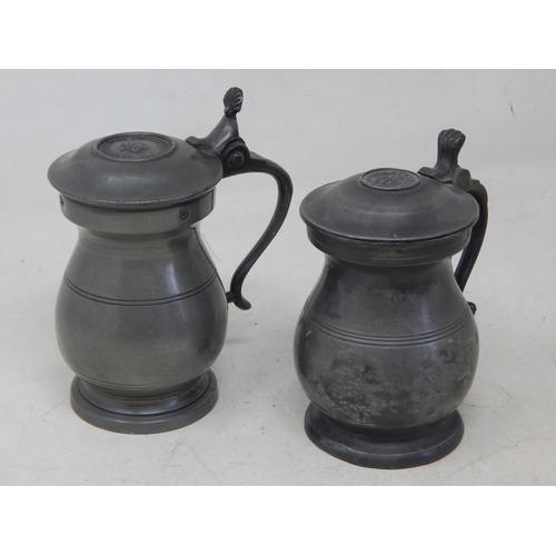 19th Century Pewter Baluster Half Pint Lidded Measure together with a ...