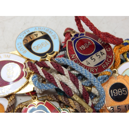 Pair of vintage opera glasses, selection of Newbury Races members metal ...