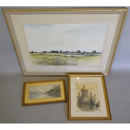 Bill Toop, Looking towards Handley, Dorset, Watercolour, together with ...
