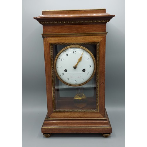 A 19th Century French library clock, the enamel dial inscribed Bourret ...