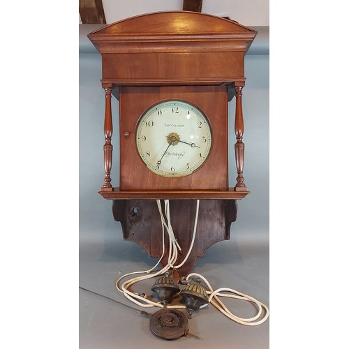 A 19th Century mahogany wall clock, the circular painted dial inscribed ...