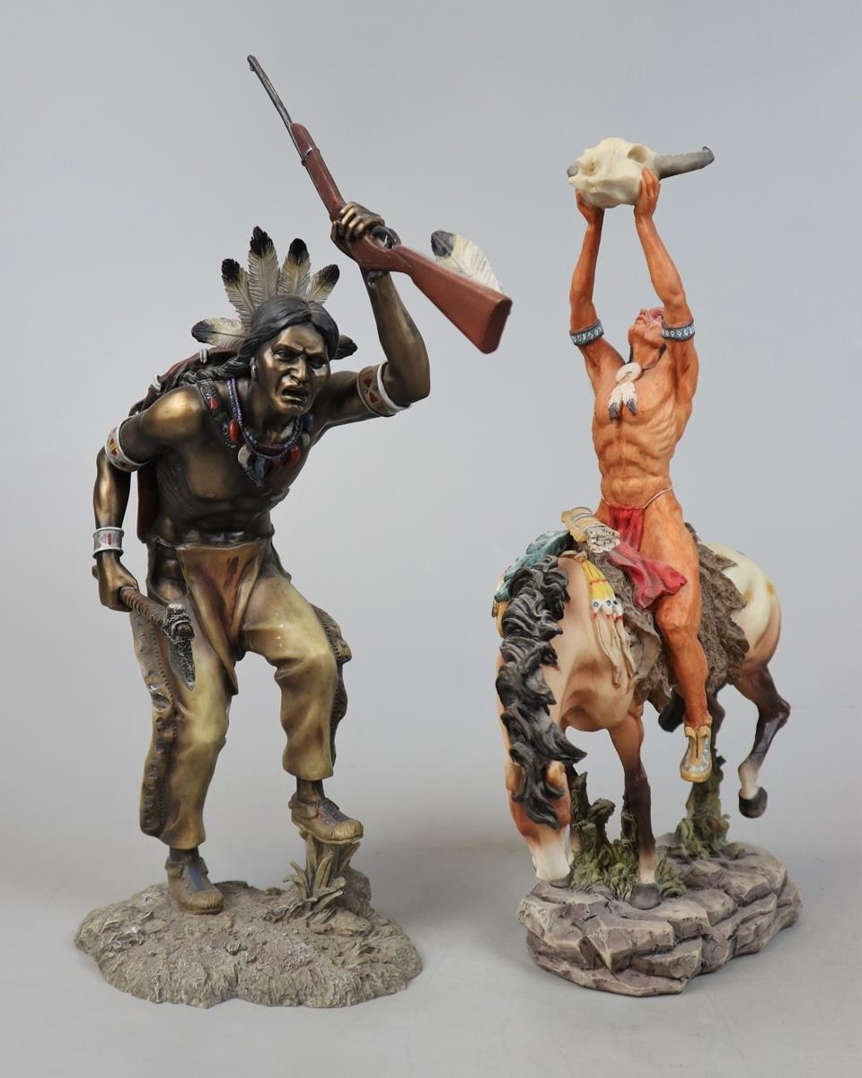 2 Resin Native American Indian figurines