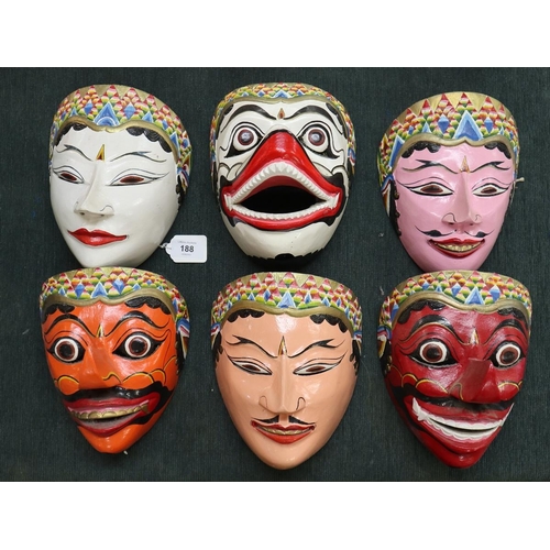 Collection of 6 Sri Lankan hand painted face masks