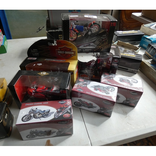 Collection of die-cast boxed motorcycles