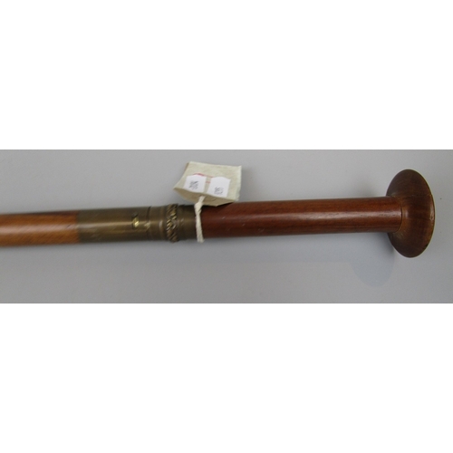 Late 19thC, early 20thC, mahogany dagger stick, 30cm square section ...