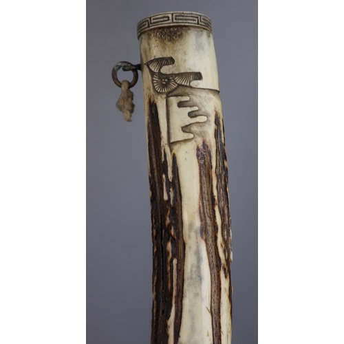 Antique Japanese Tanto with figural Samurai carving in bone scabbard ...