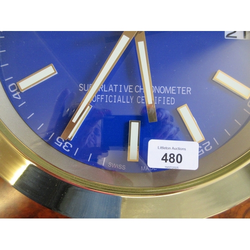 Rolex advertising clock with sweeping second hand